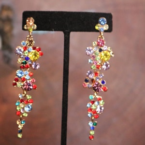Multi Color Dangle Earrings, Multi Color Prom Earrings, Multi Color ...