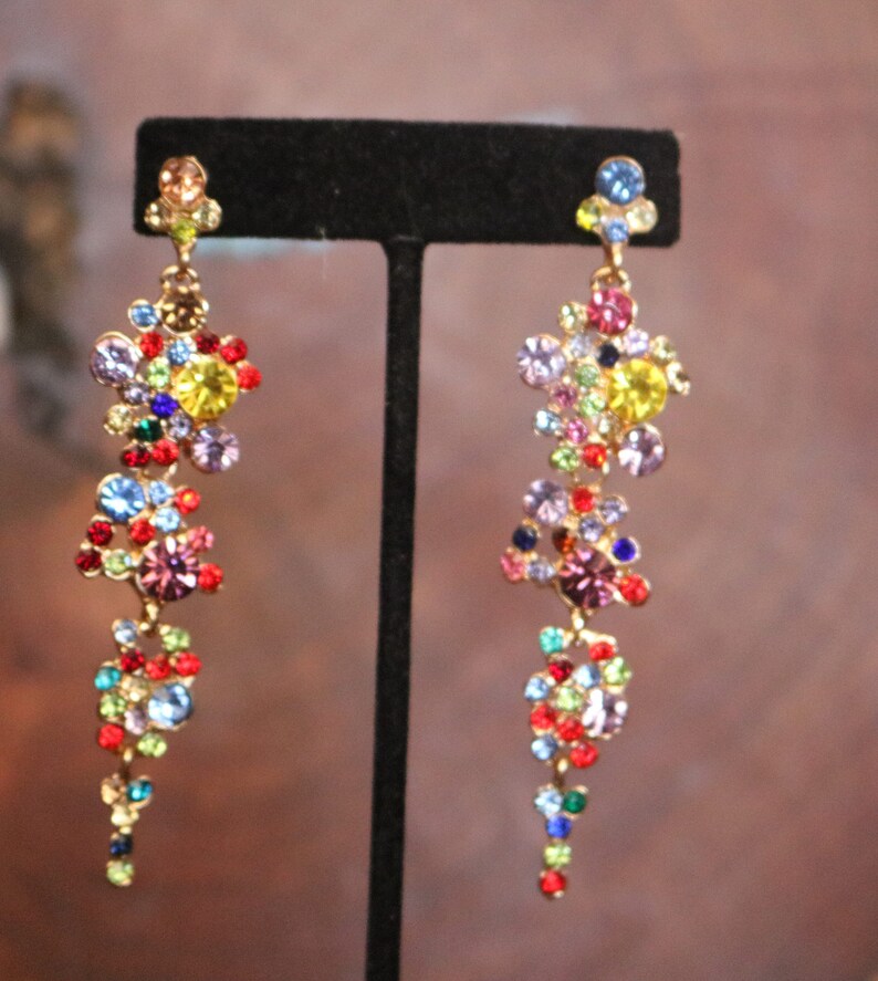 Multi Color Dangle Earrings Multi Color Prom Earrings Multi - Etsy
