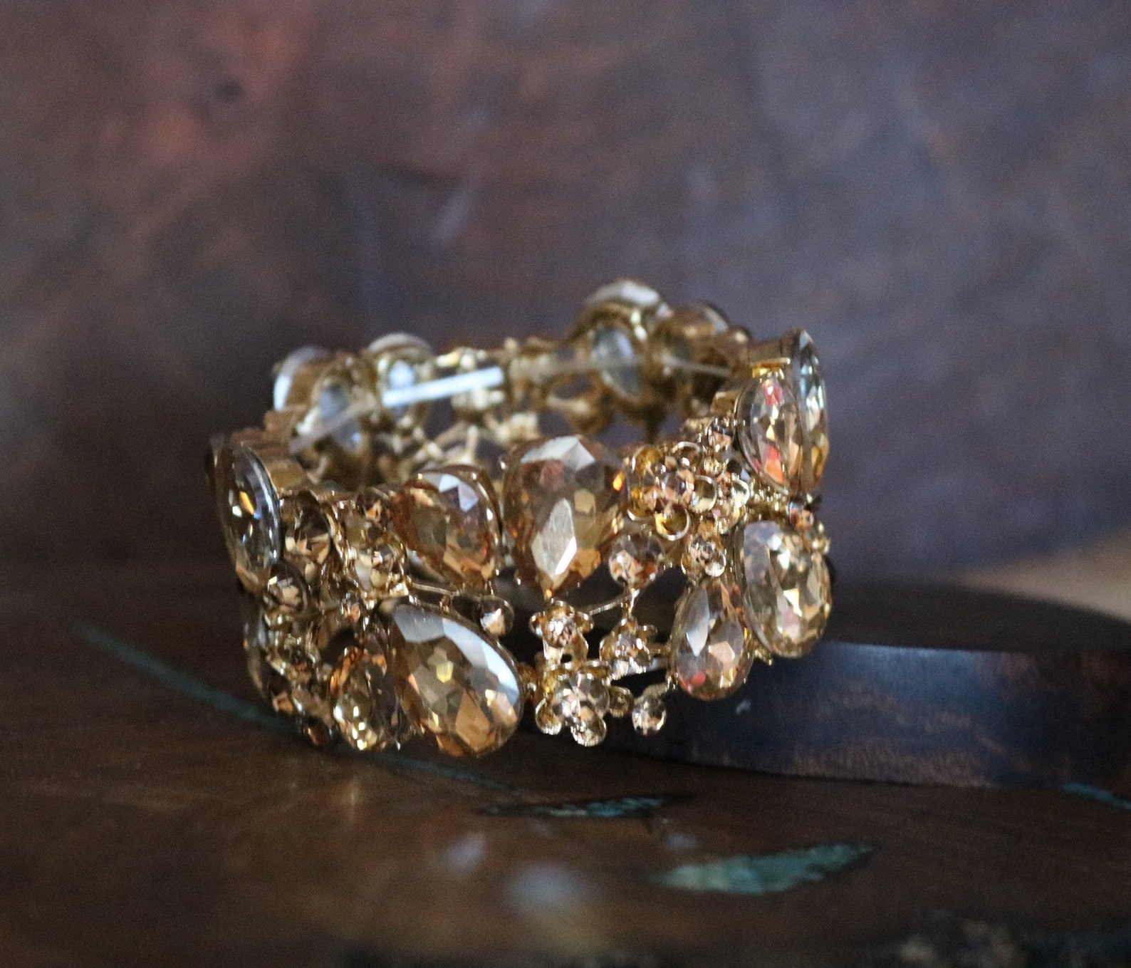 Gold Prom Bracelet Gold Bridal Bracelet Gold Rhinestone - Etsy