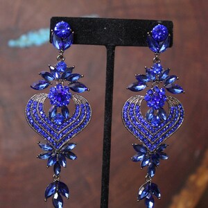 Royal Blue Earrings, Royal Blue Chandelier Earrings, Blue Pageant ...
