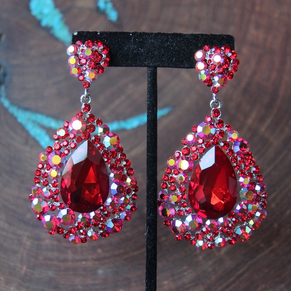 Red Swarovski Earrings - Etsy