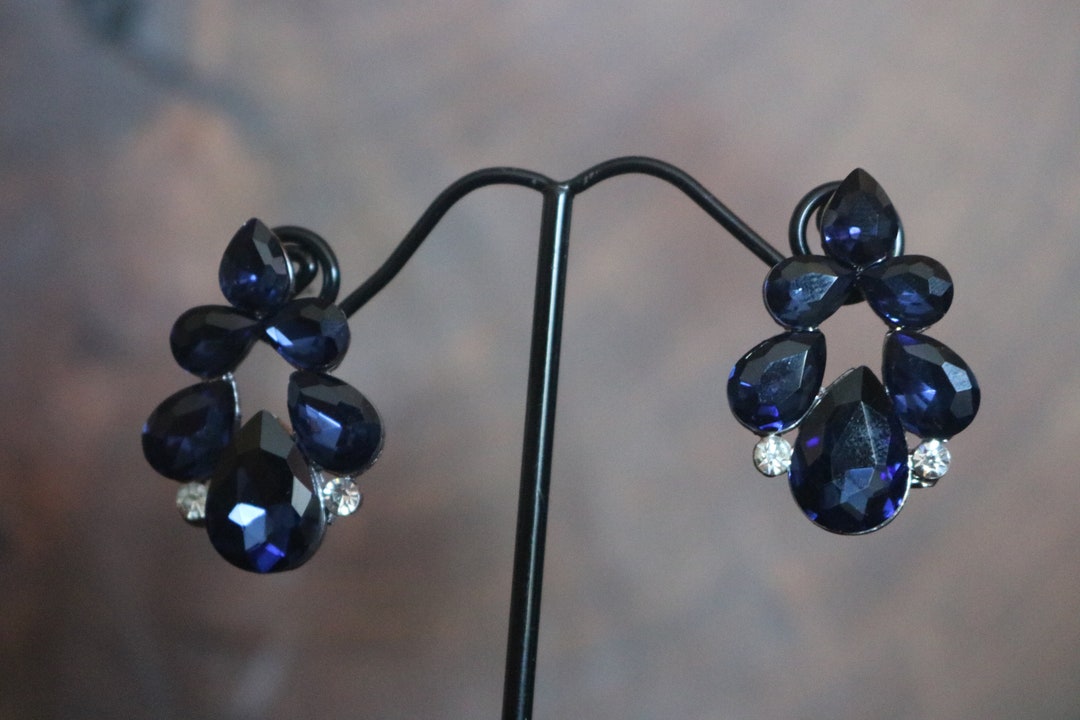 Navy Stud Earrings, Navy Earrings, Navy Bridal Earrings, Navy Blue ...