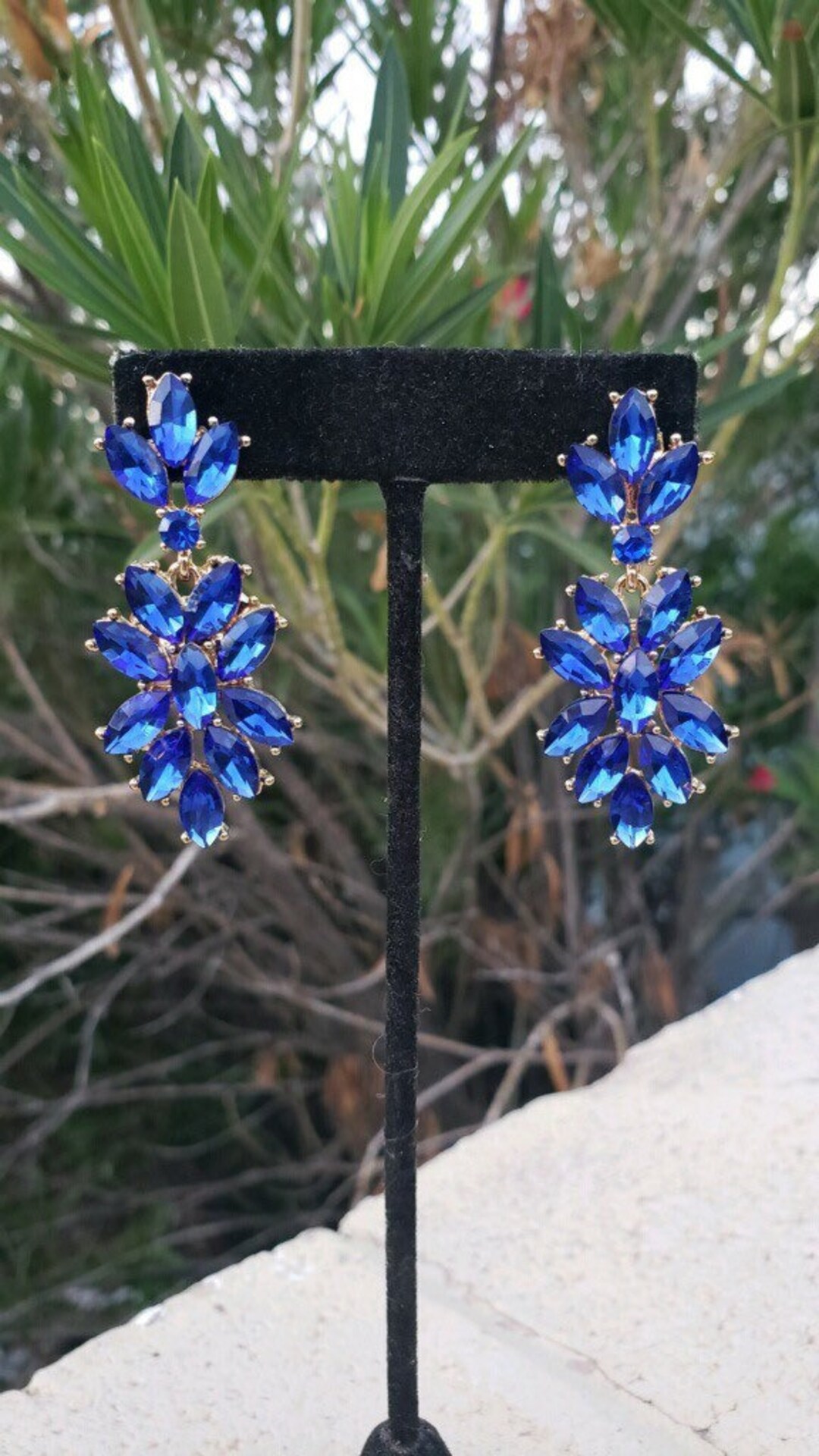 Royal Blue Bridal Earrings, Blue Rhinestone Earrings, Sapphire Crystal ...
