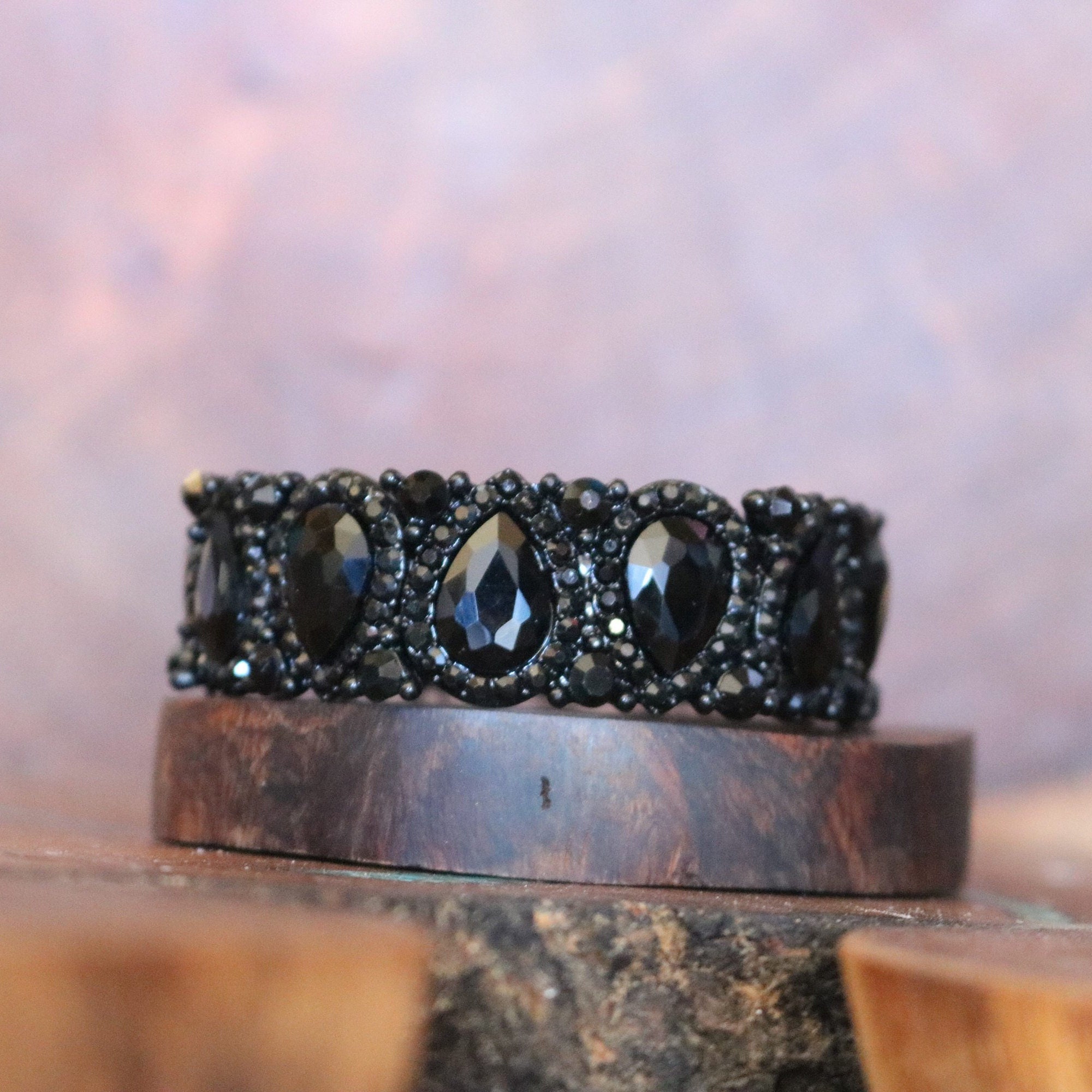 Black Bracelet Black Rhinestone Bracelet Black Prom - Etsy