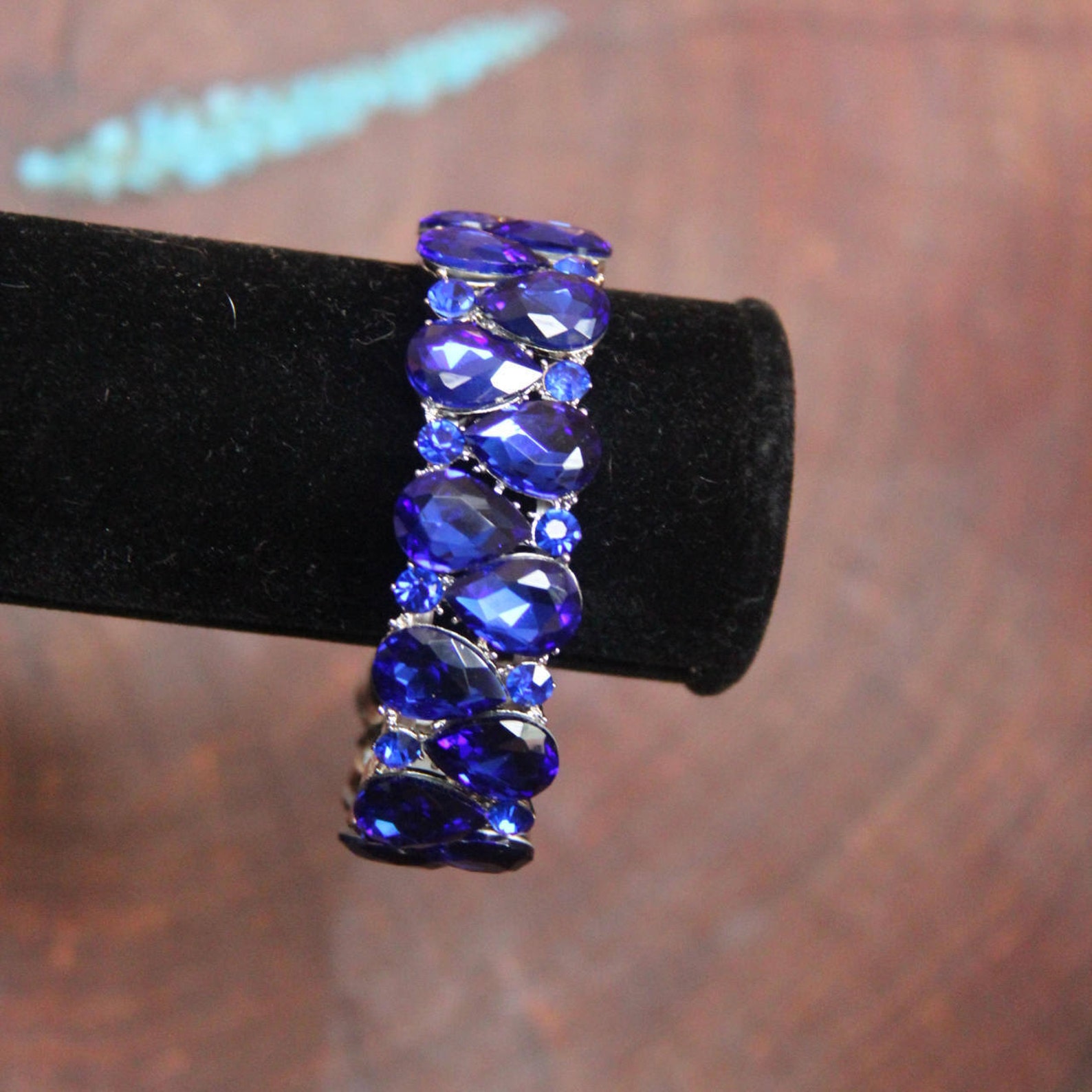 Blue Rhinestone Bracelet Royal Blue Bracelet Cobalt Crystal - Etsy