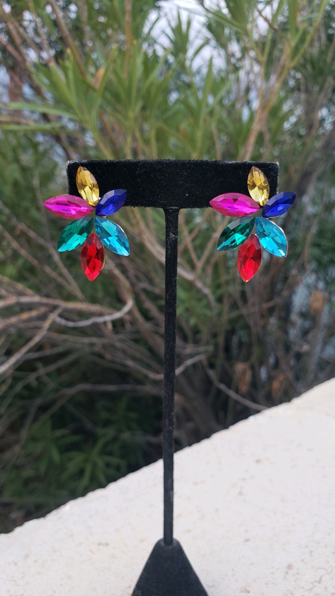 Rainbow Color Studs, Multi Color Stud Earrings, Crystal Colorful Large ...