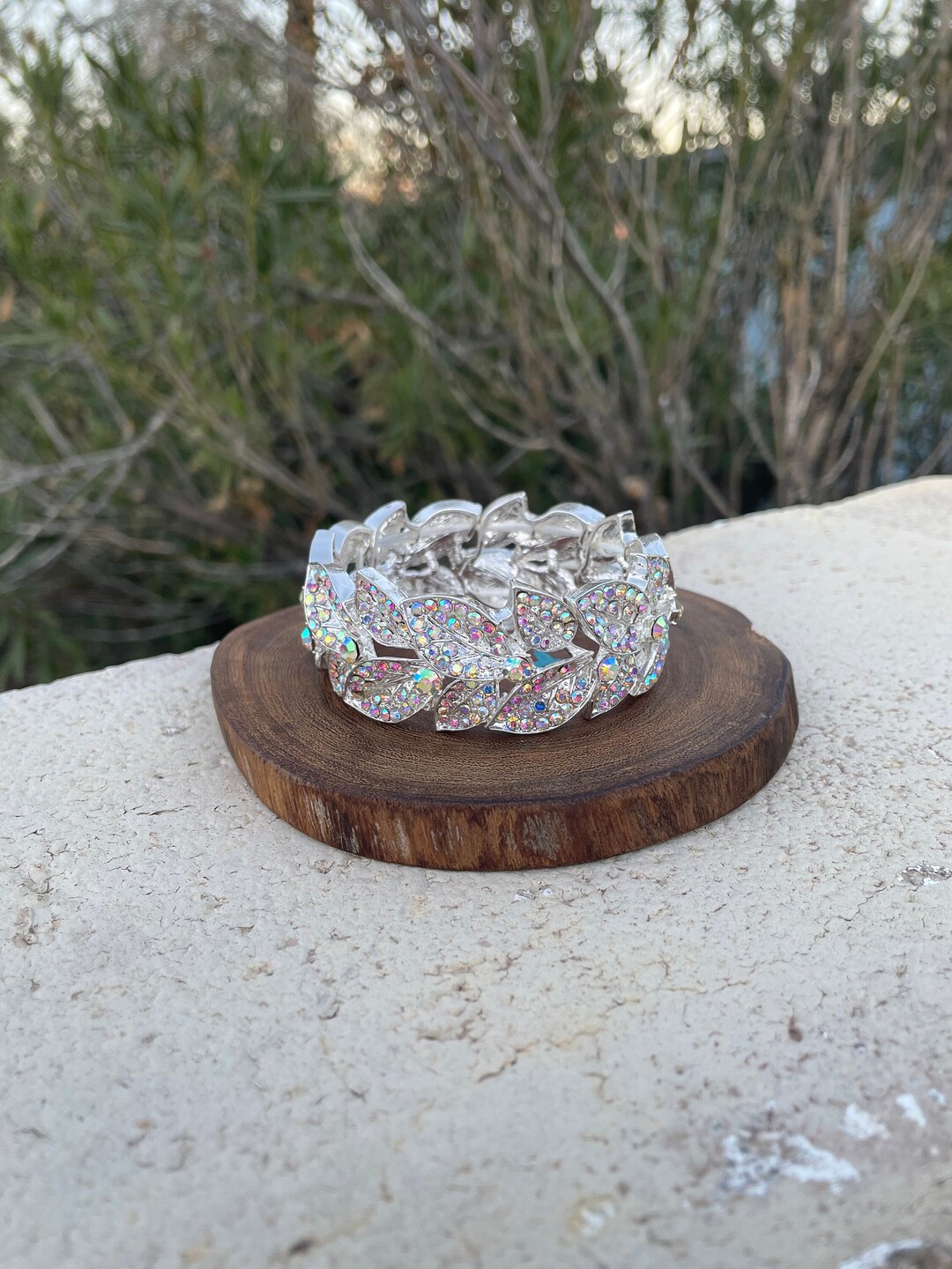 Large Iridescent Crystal Bracelet, Ab Pageant Bracelet, Aurora Borealis ...