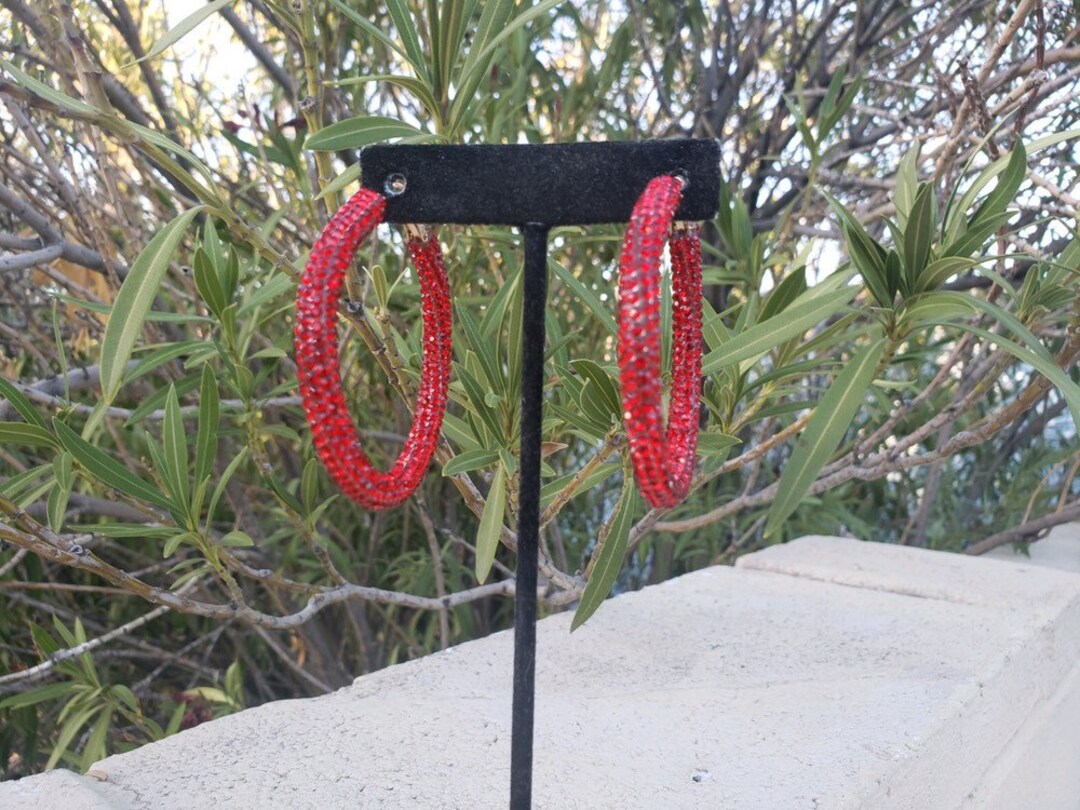 Red Rhinestone Hoops, Red Pageant Hoops, Red Fitness Competition Hoops ...