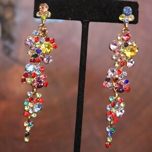 Multi Color Dangle Earrings, Multi Color Prom Earrings, Multi Color ...