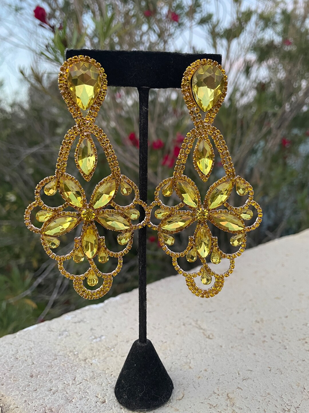 Statement Yellow Earrings, Large Yellow Earrings - Etsy