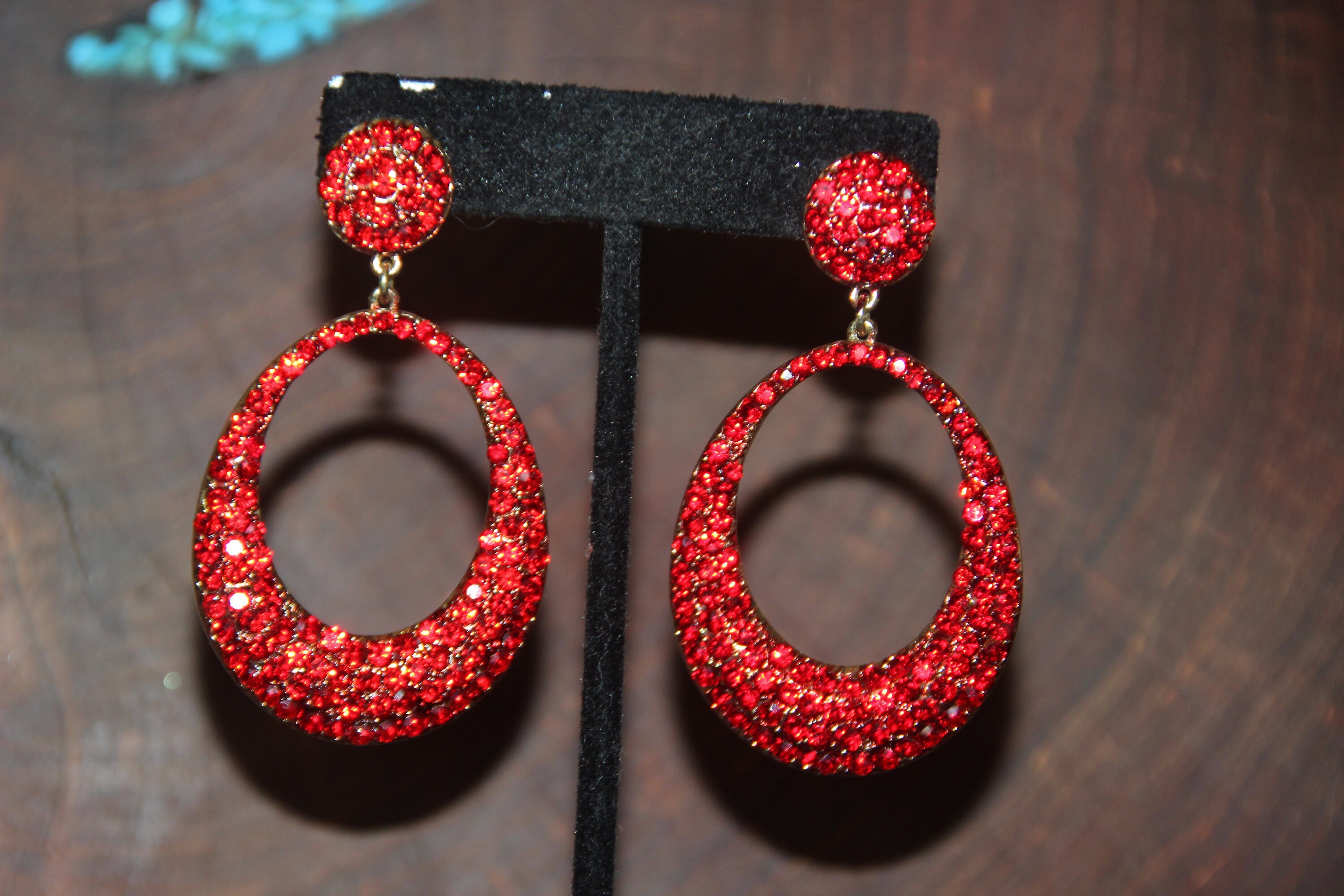 Red Hoop Earrings Red Rhinestone Hoops Red Hoops Red | Etsy