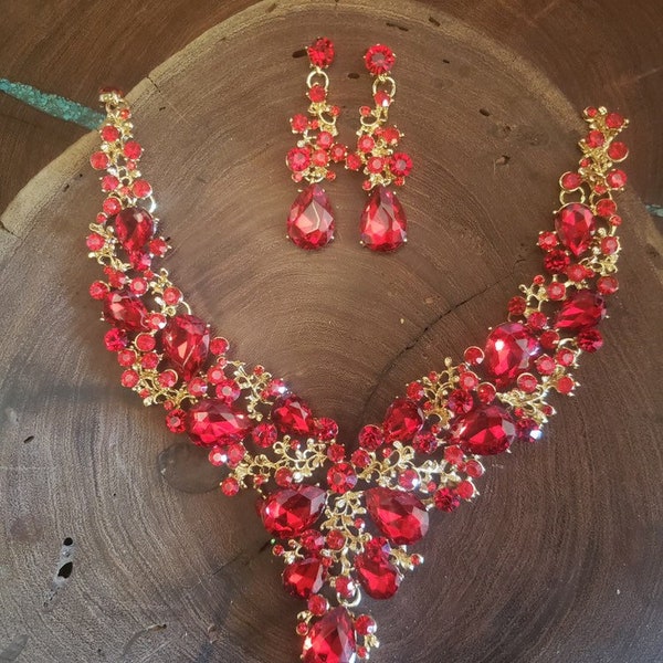 Red Necklace Set - Etsy