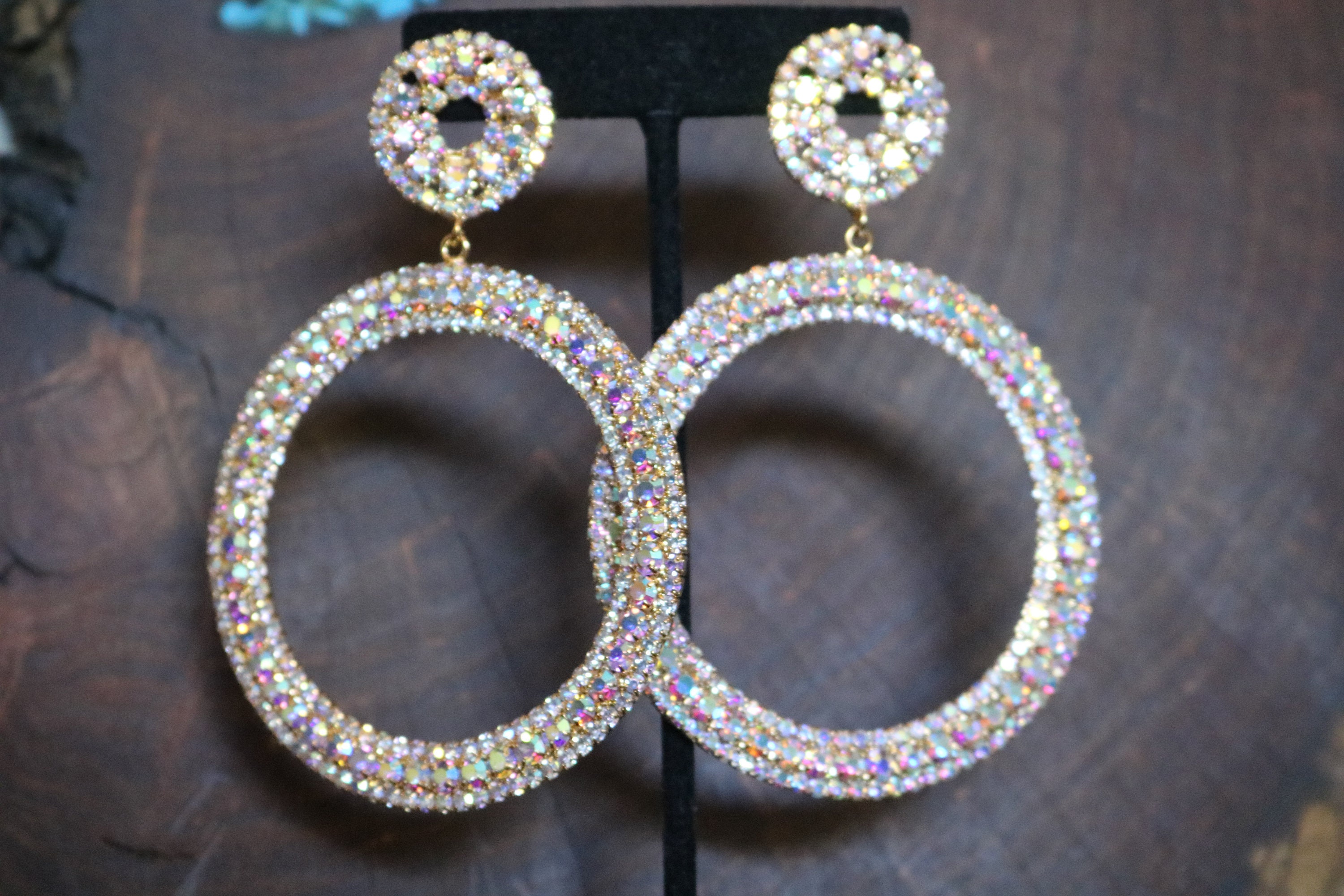 Ab hoop earrings ab rhinestone large hoop earrings | Etsy