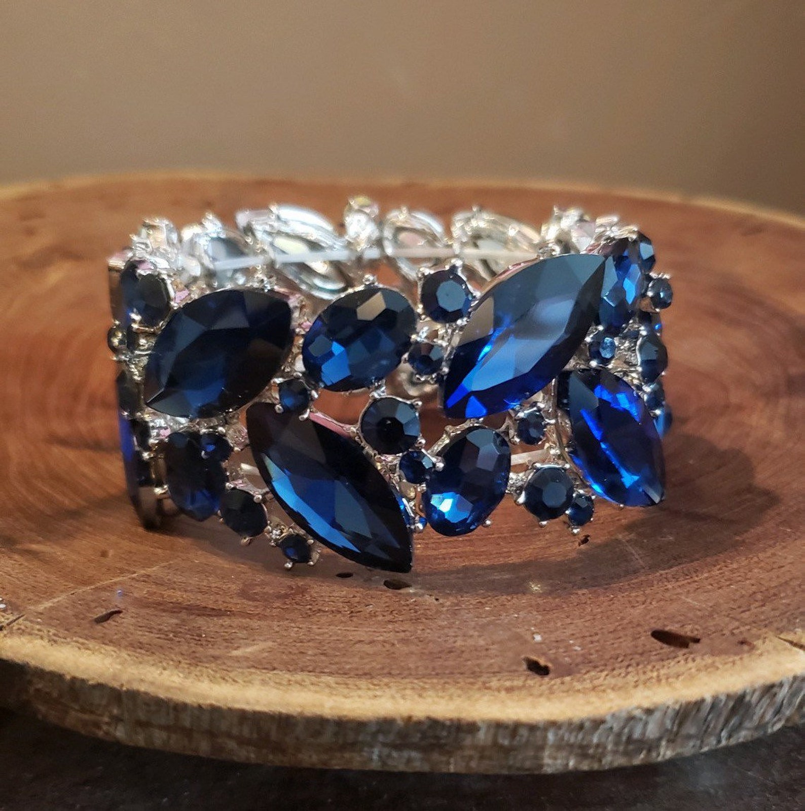 Navy Blue Large Crystal Bracelet - Etsy