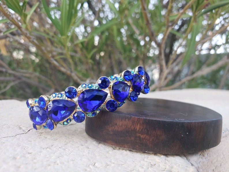 Blue Rhinestone Bracelet Royal Blue Bracelet Cobalt - Etsy