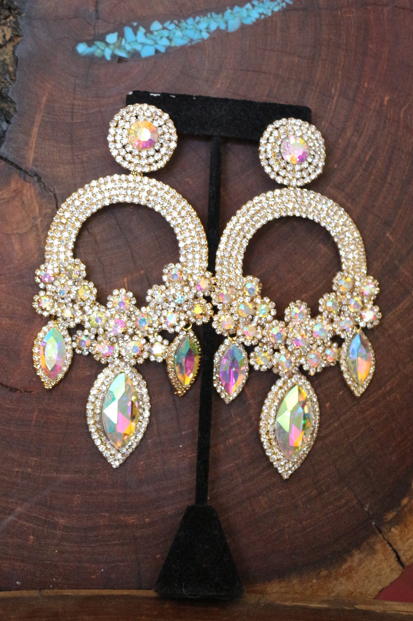 Extra Large AB Earrings Oversized AB Chandelier Earrings - Etsy