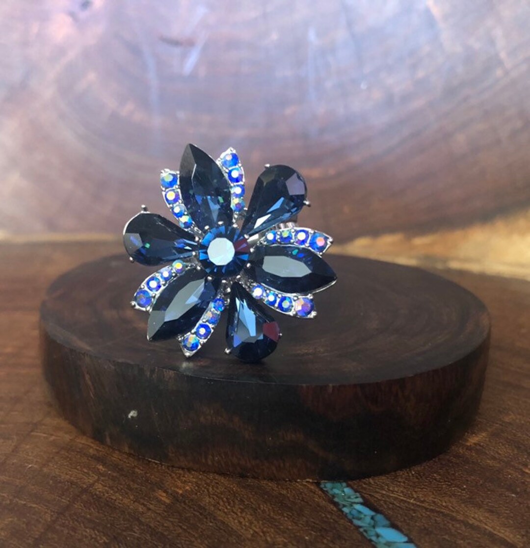 Navy Ring, Navy Blue Prom Ring, Navy Rhinestone Ring - Etsy