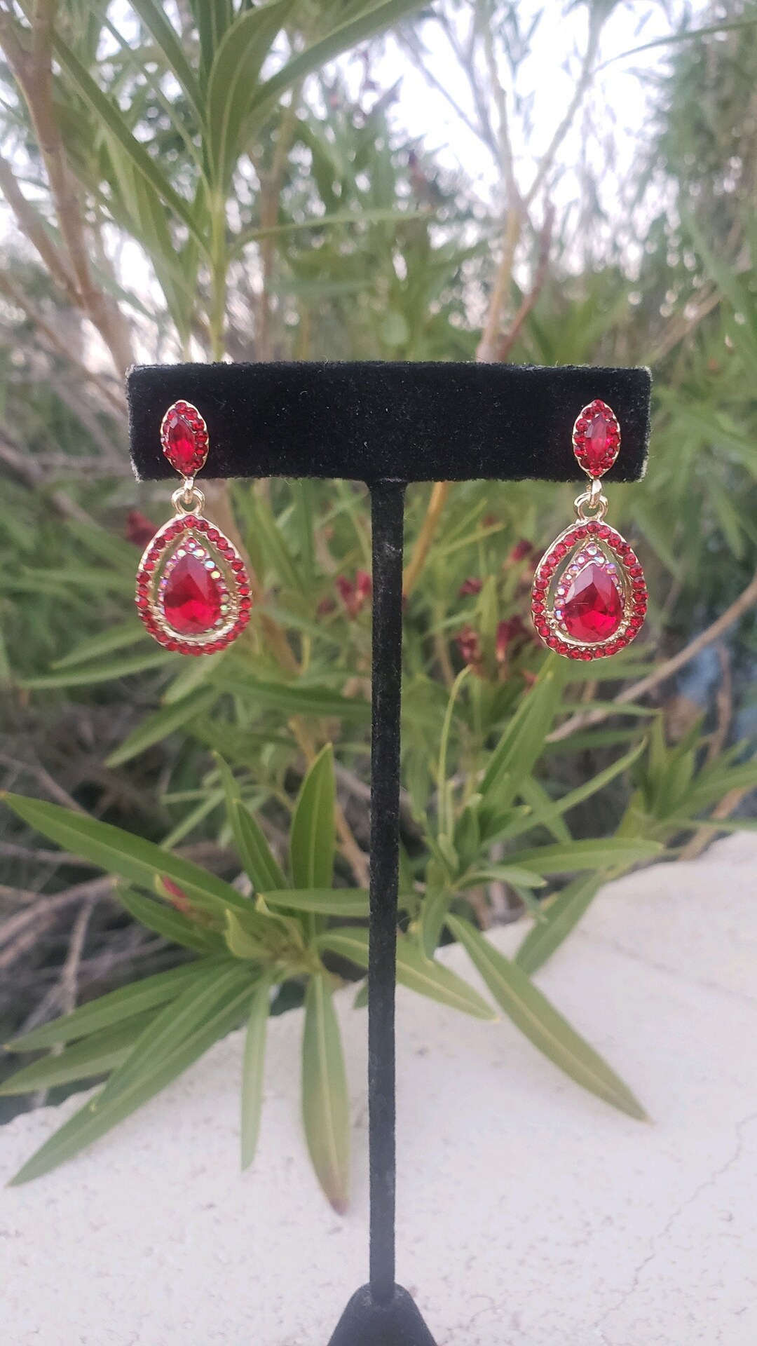 Red Ab Little Girl Earrings, Red Prom Earrings, Red Dance Earrings, Red ...