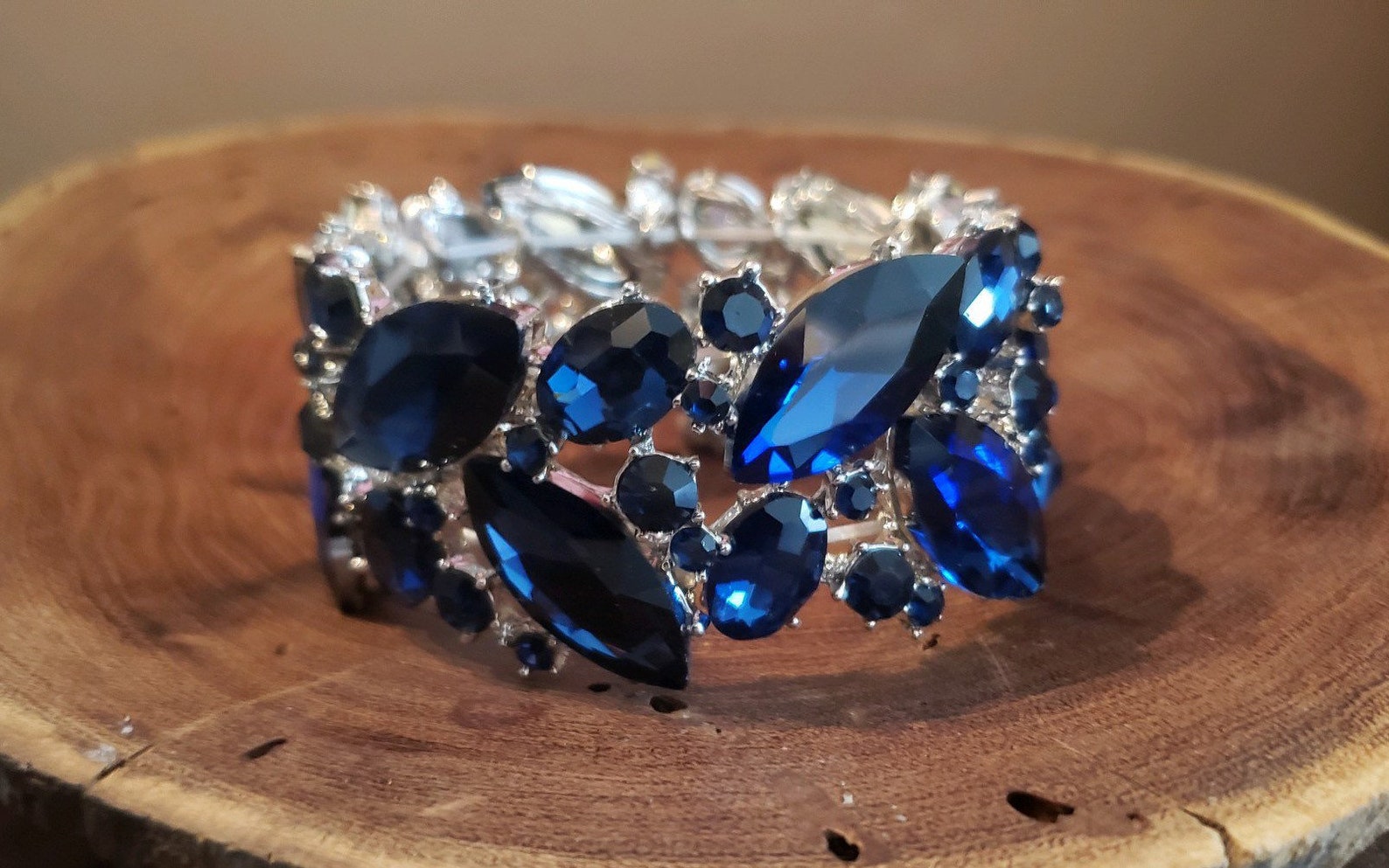 Navy Blue Large Crystal Bracelet - Etsy