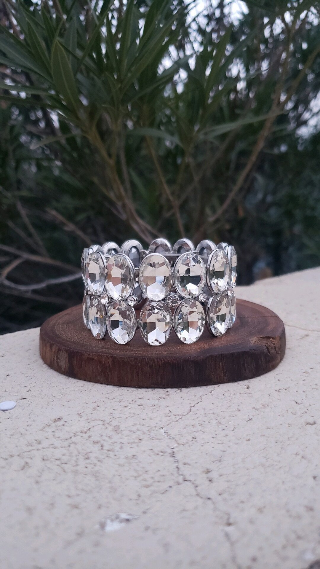 Crystal Rhinestone Bracelet, Large Crystal Stretch Bracelet, Crystal ...