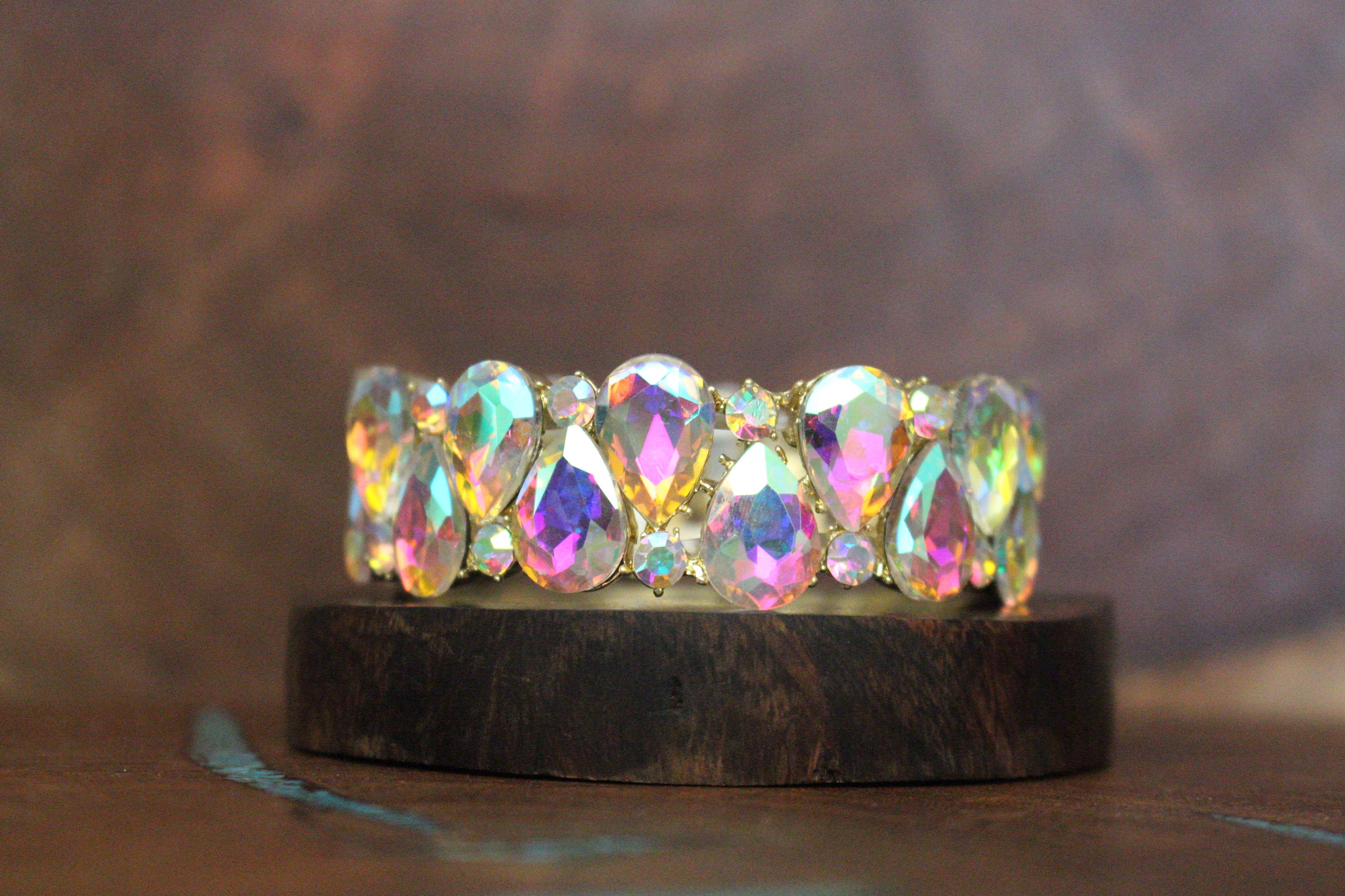 Ab crystal rhinestone bracelet AB stretch crystal bracelet | Etsy