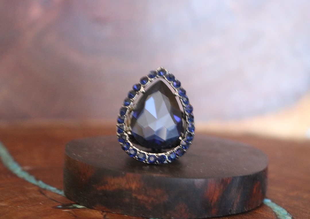 Navy Cocktail Ring, Navy Blue Rhinestone Ring, Montana Blue Ring, Navy ...