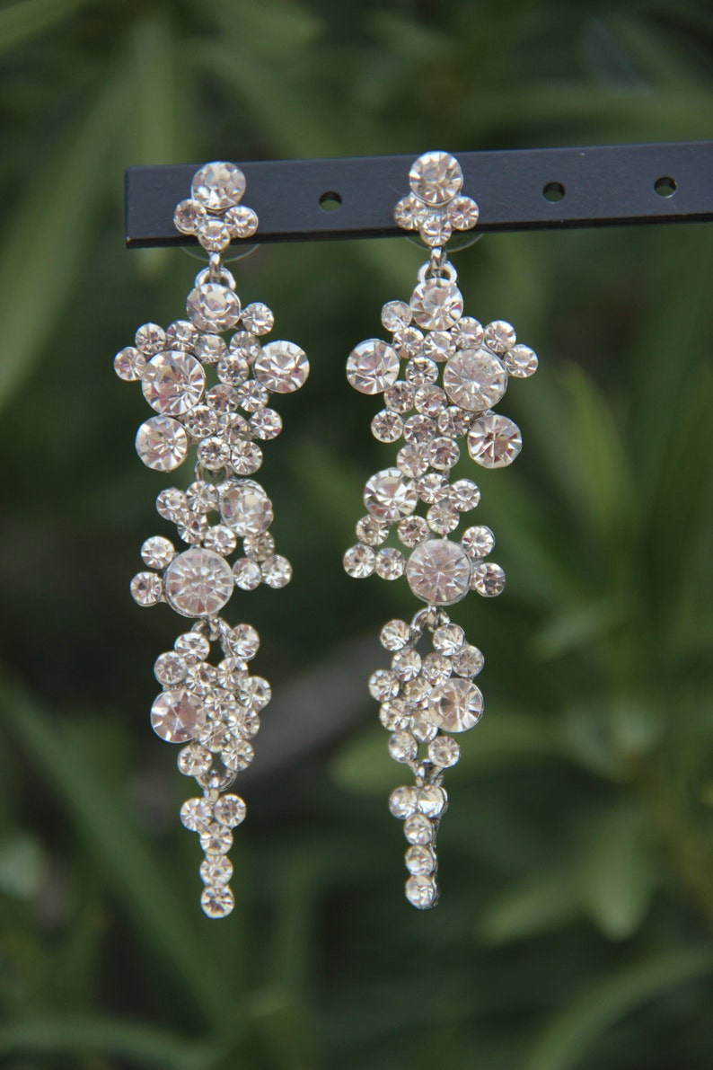 Clear Rhinestone Dangle Earrings Drop Earrings Rhinestone Etsy
