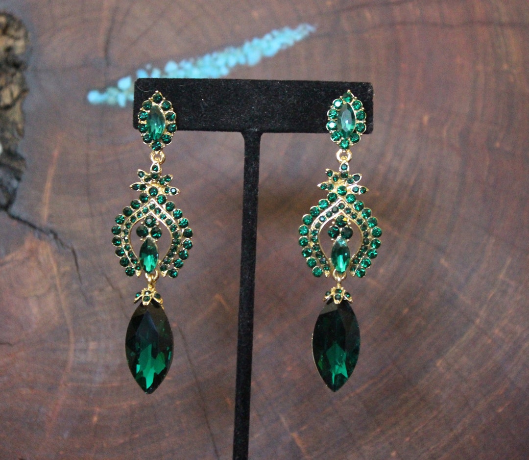 Emerald Earrings, Emerald Dangle Earrings, Emerald Green Earrings ...