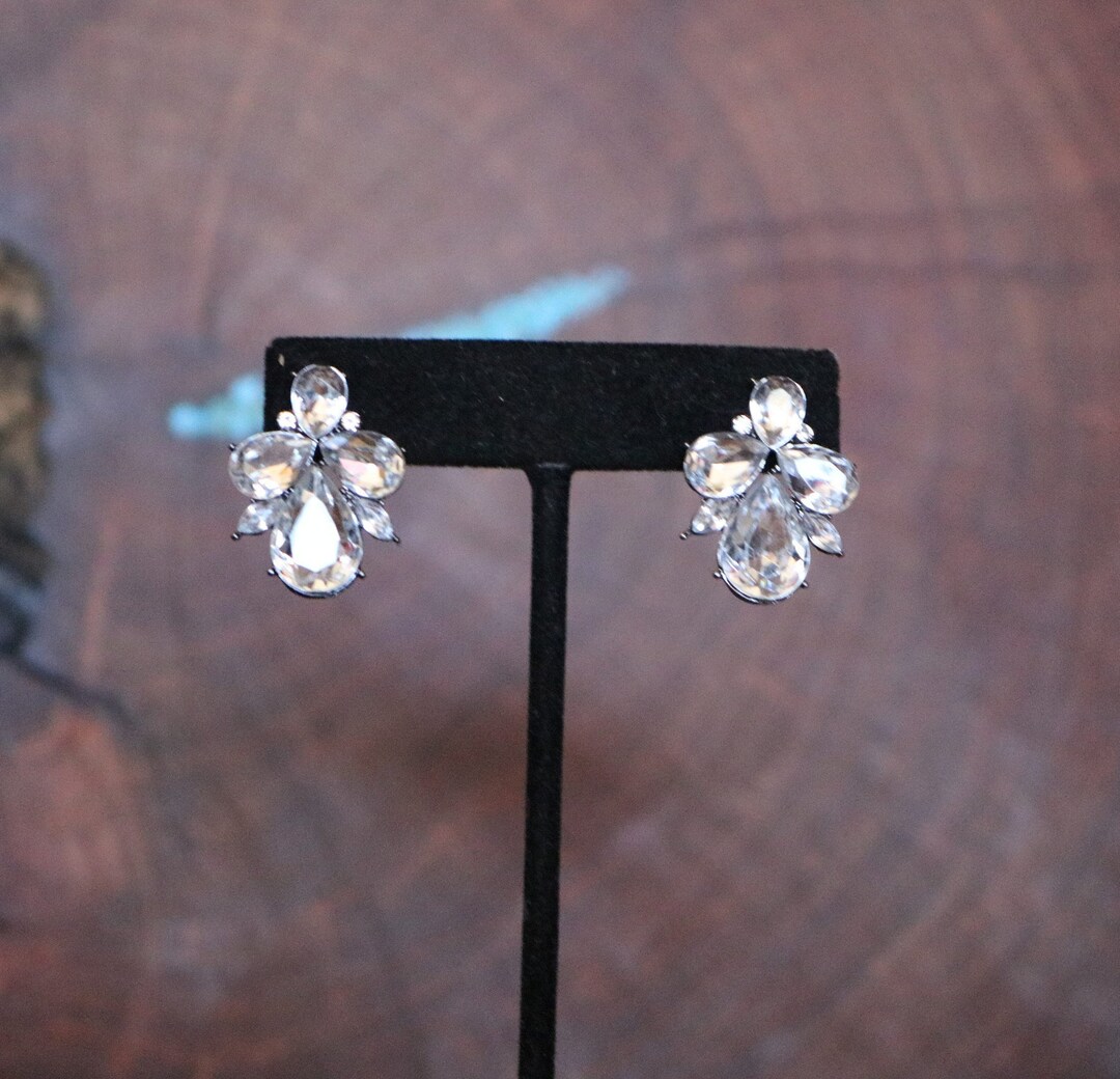 Clear Crystal Stud Earrings, Prom Crystal Studs, Bridesmaid Crystal ...