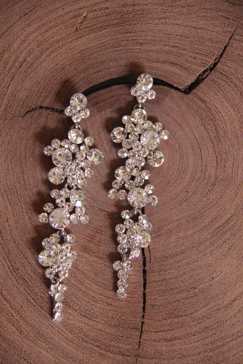 Clear Rhinestone Dangle Earrings Drop Earrings Rhinestone Etsy