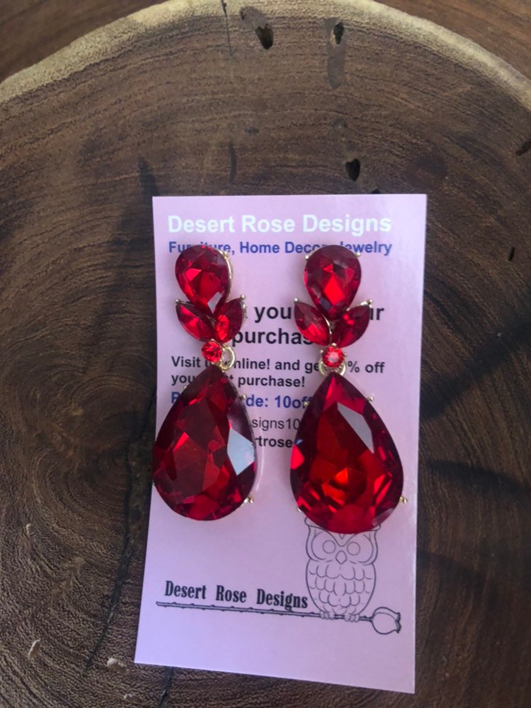 Red Earrings, Red Holiday Earrings, Red Rhinestone Earrings, Red Prom ...