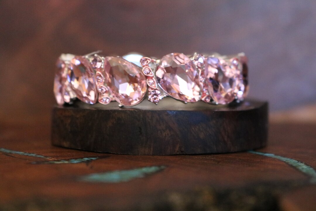 Pink Prom Bracelet, Light Pink Bracelet, Rose Pink Bracelet, Pink ...