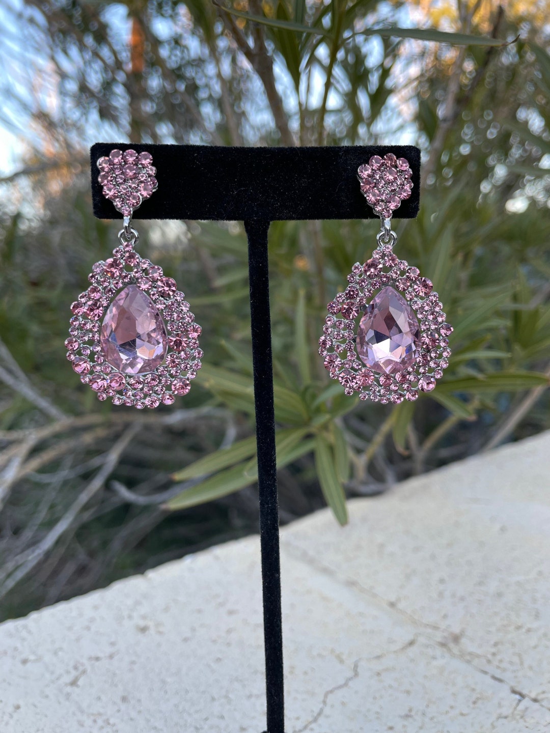 Light Pink Prom Earrings, Rose Pink Earrings, Pink Clip on Earrings - Etsy