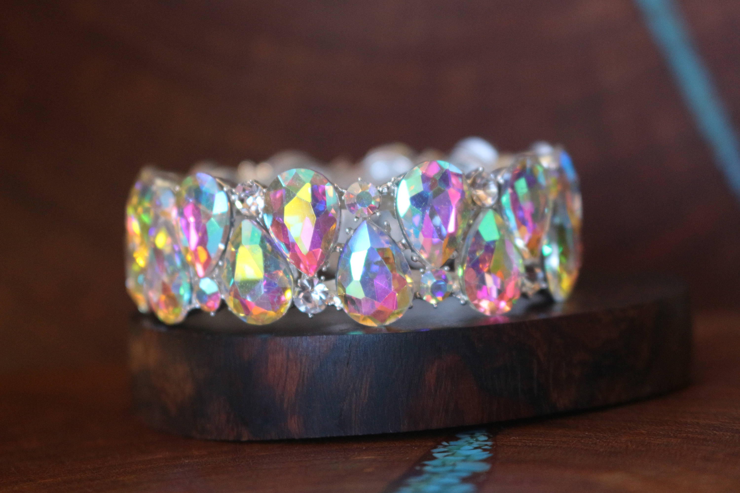 Ab crystal rhinestone bracelet AB stretch crystal bracelet | Etsy