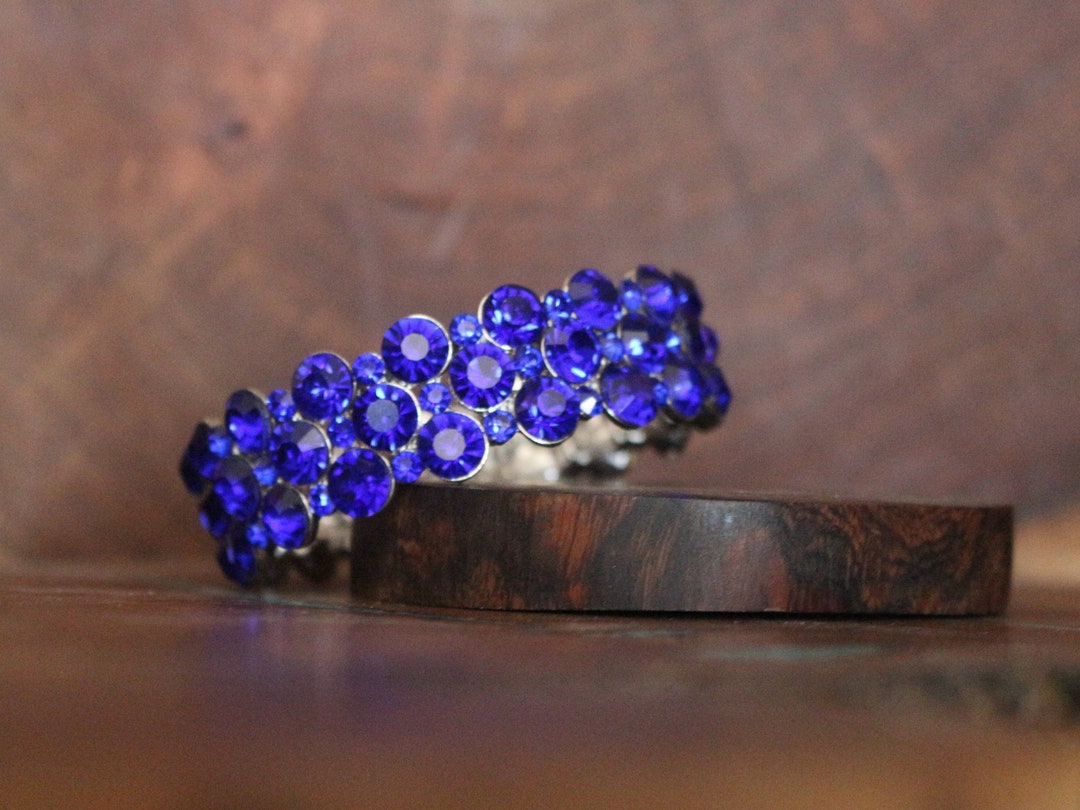 Royal Blue Bracelet, Blue Prom Bracelet, Blue Rhinestone Bracelet ...