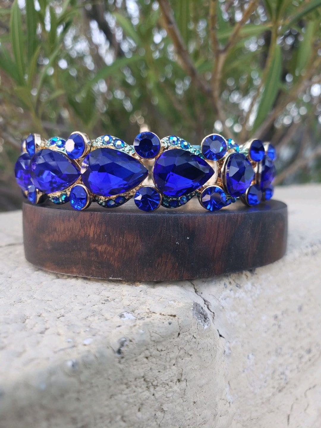 Blue Rhinestone Bracelet, Royal Blue Bracelet, Cobalt Bracelet, Blue ...