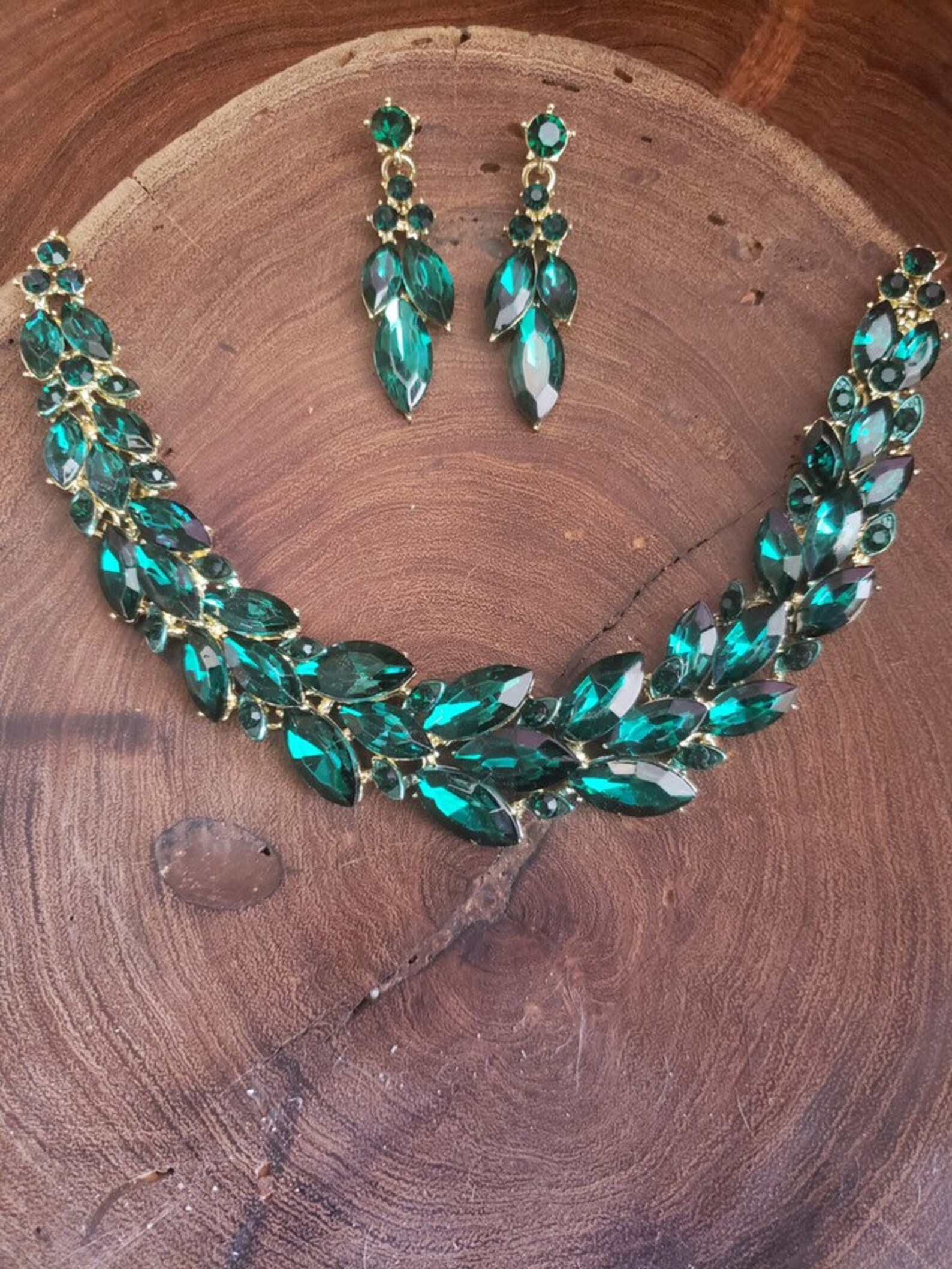 Emerald Green Necklace and Earrings Set Emerald Necklace Set - Etsy