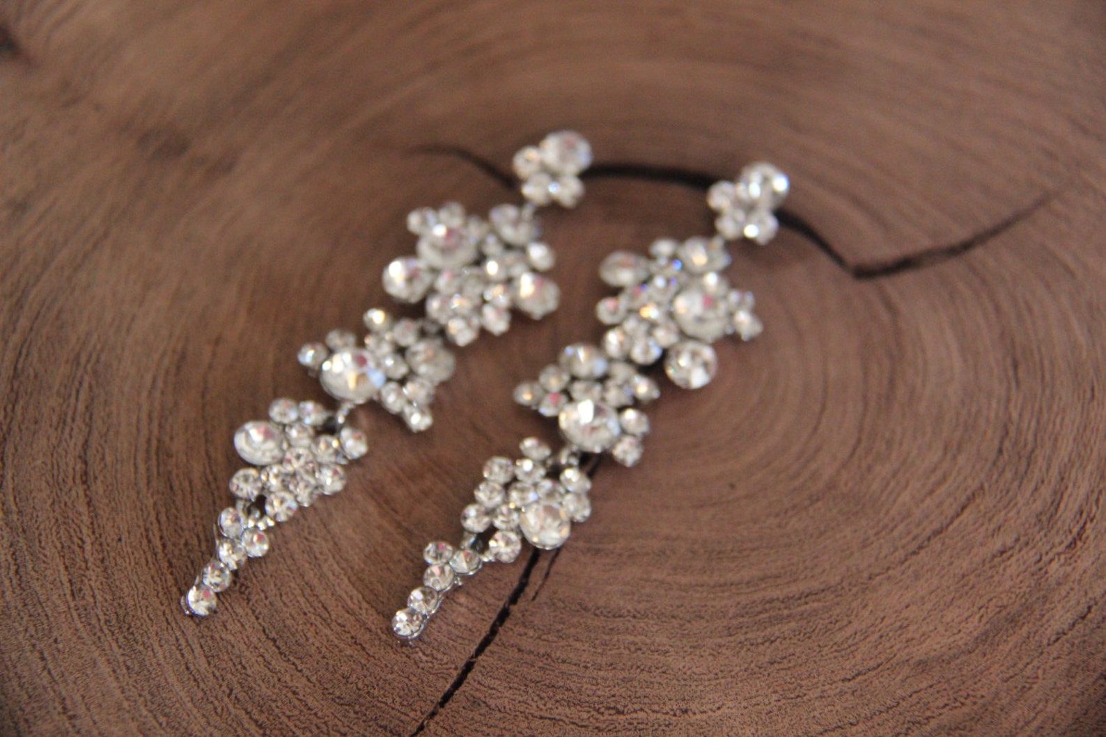 Clear Rhinestone Dangle Earrings Drop Earrings Rhinestone Etsy