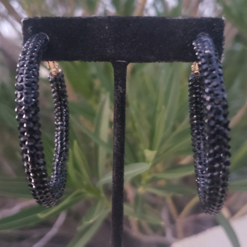 Black Hoop Earrings - Etsy