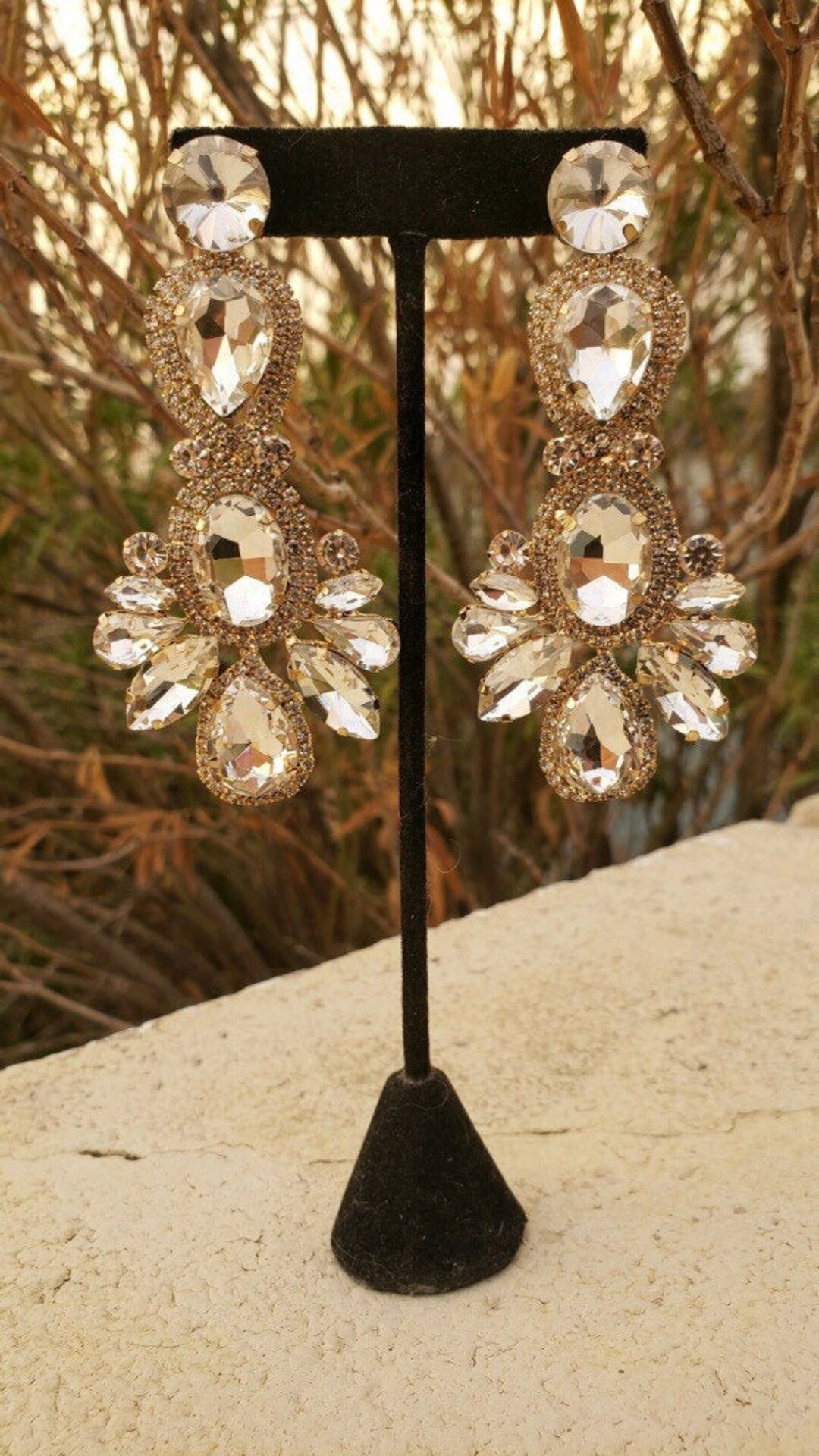 Oversized Rhinestone Earrings, Statement Crystal Earrings, Huge Clear ...