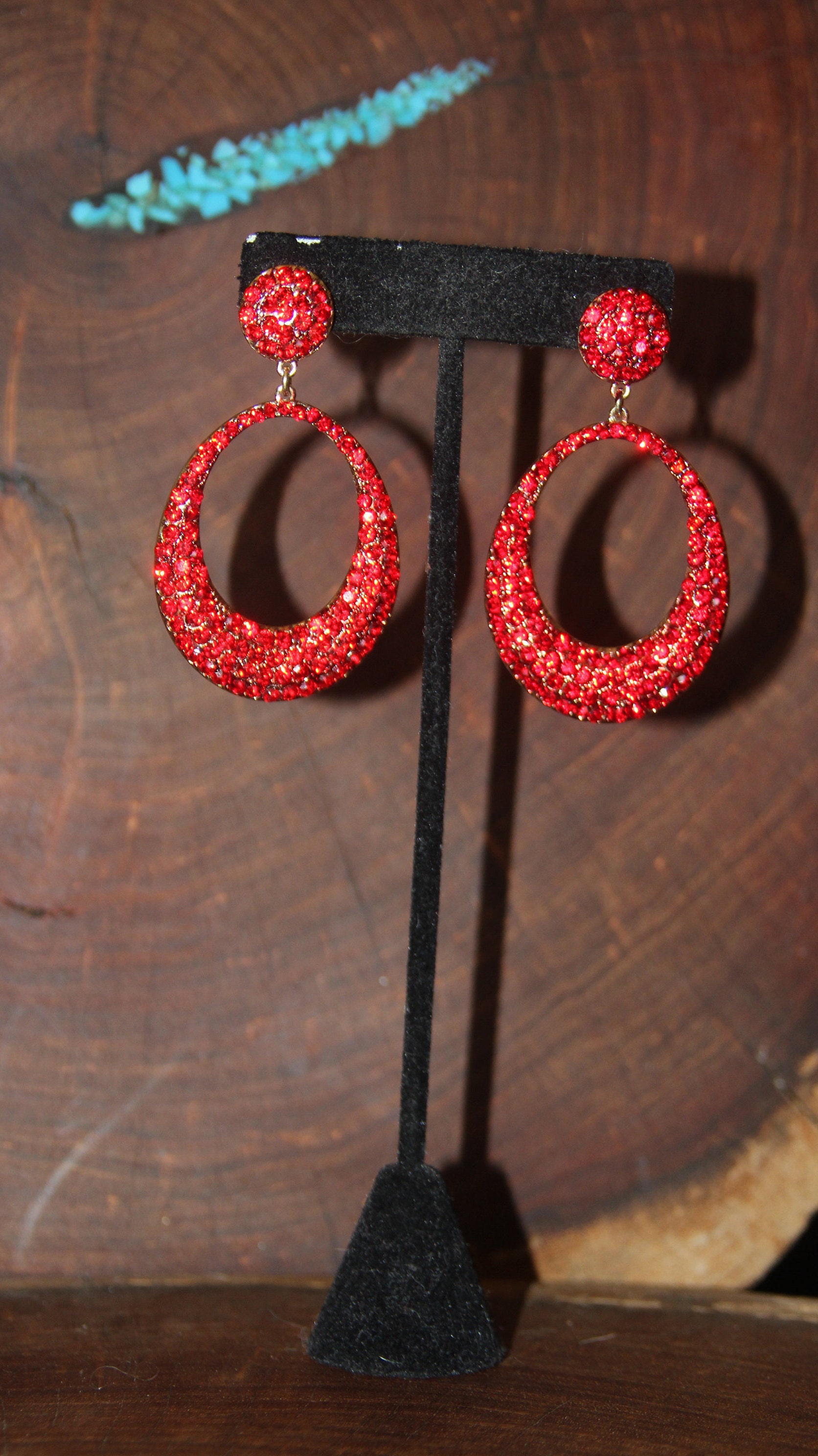 Red Hoop Earrings Red Rhinestone Hoops Red Hoops Red | Etsy
