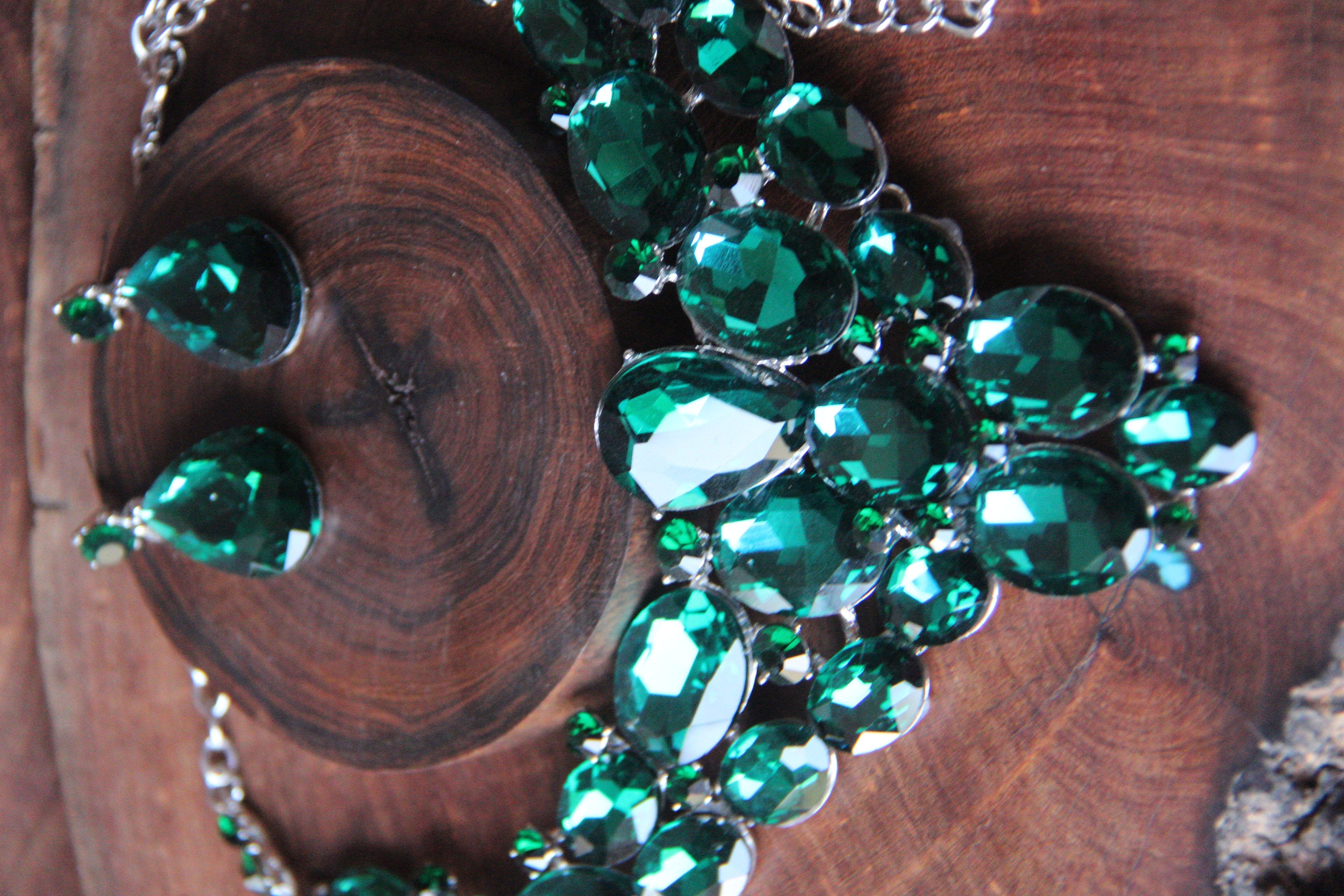 Emerald Green Rhinestone Necklace Green Statement Bracelet - Etsy