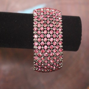 Pink Bracelet, Pink Rhinestone Bracelet, Pink Prom Bracelet, Hot Pink ...