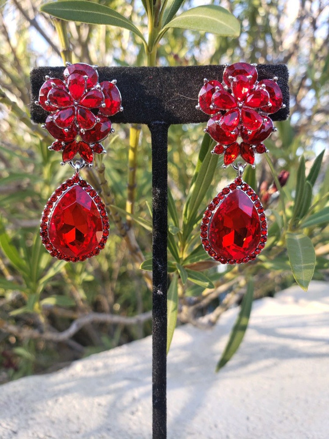 Red Clip on Earrings, Red Prom Clip on Earrings, Red Little Girl ...