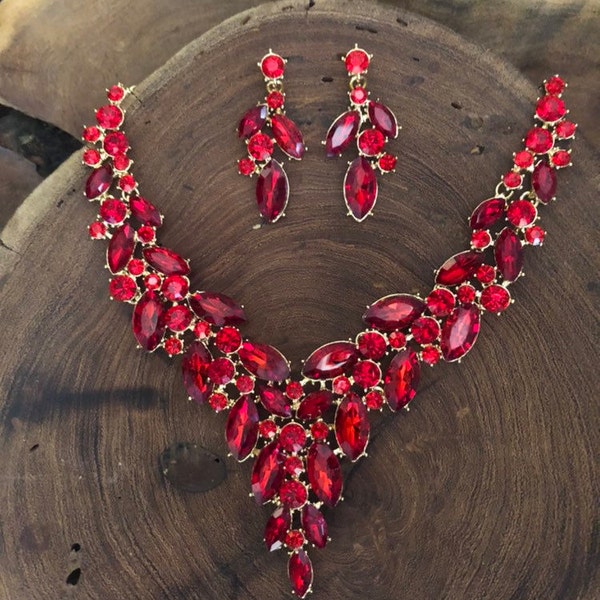 Red Jewelry Set - Etsy