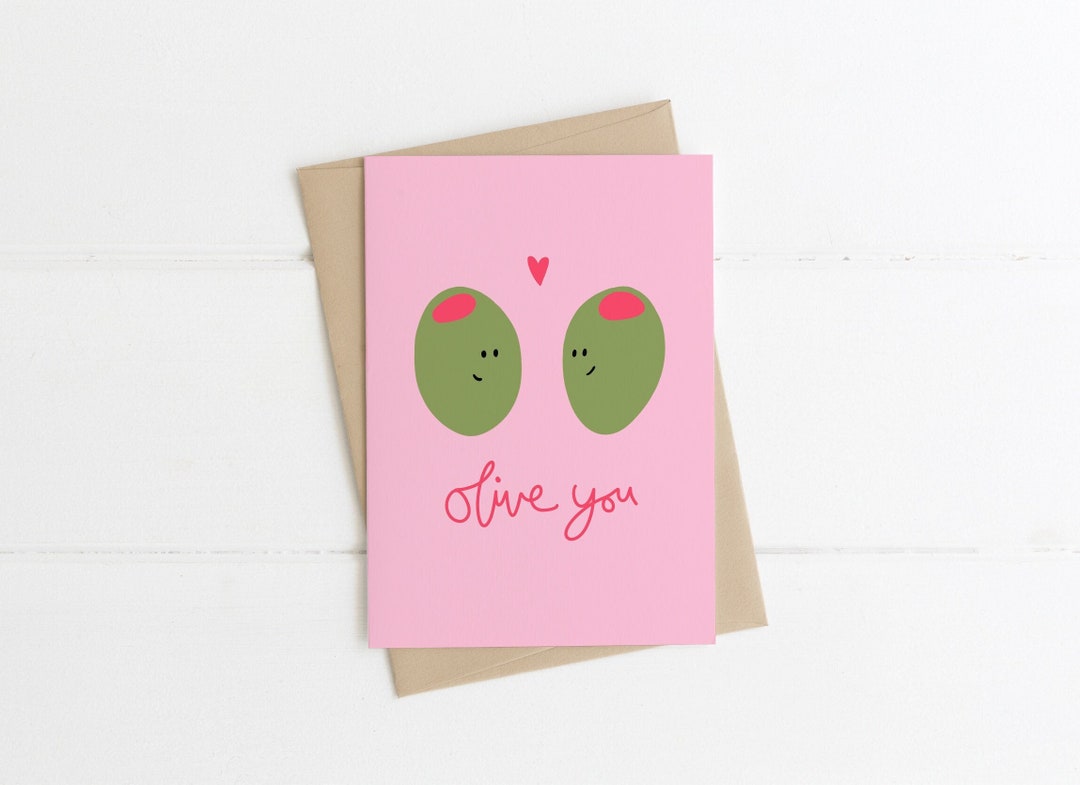 Olive You Cute Anniversary Card Valentine's Day Card - Etsy
