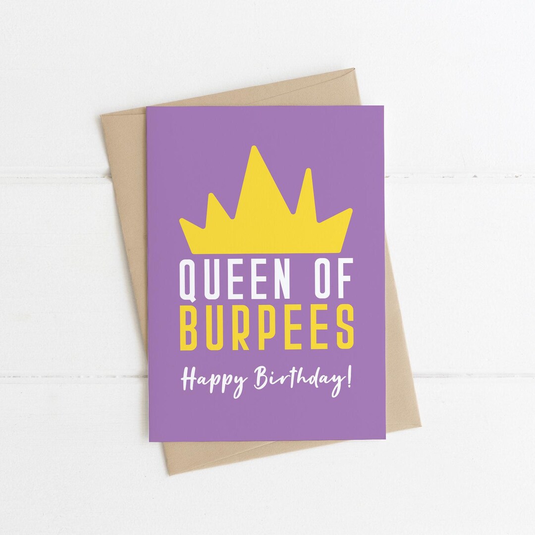Queen of Burpees - Gym Buddy Birthday Card - Personal Trainer Card ...