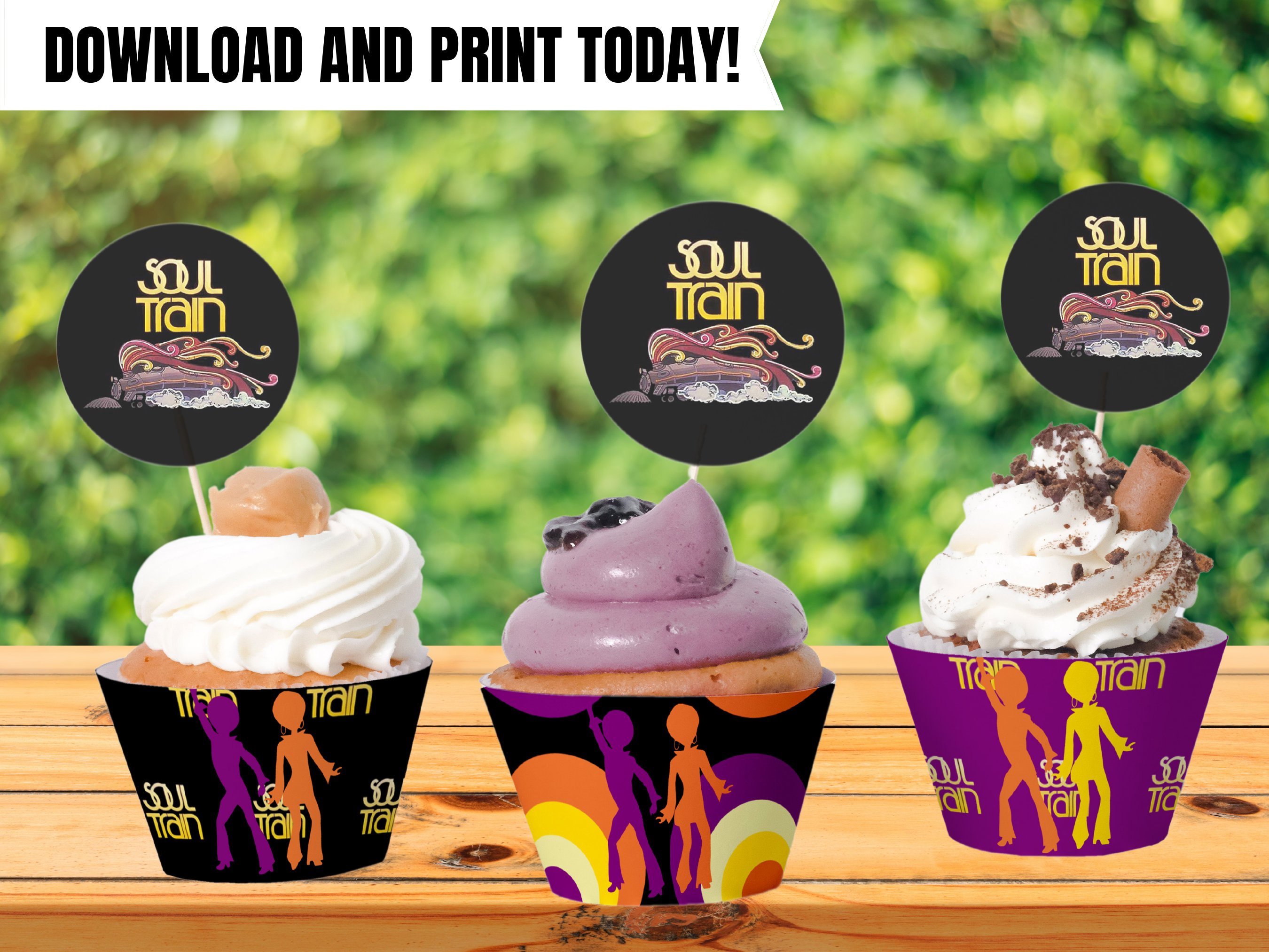 Soul Train Theme Party Printable, Soul Train Party, Soul Train Cupcake ...
