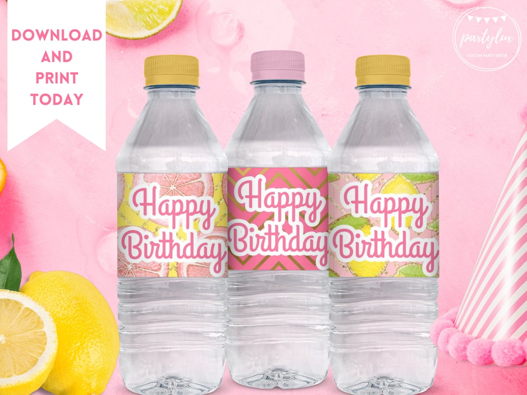 Pink Lemonade Party, Pink Lemonade Water Bottle Labels, Printable Pink ...