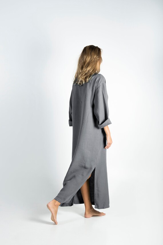 Linen Caftan/dress for Woman.jeff Caftan. GREY. Soft Linen - Etsy